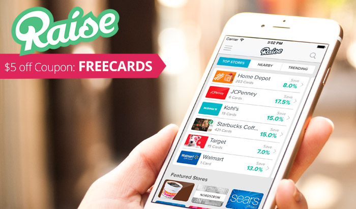  Raise Promo Code 2016 Discounts Use Code FREECARDS For 5 Off Coupon 